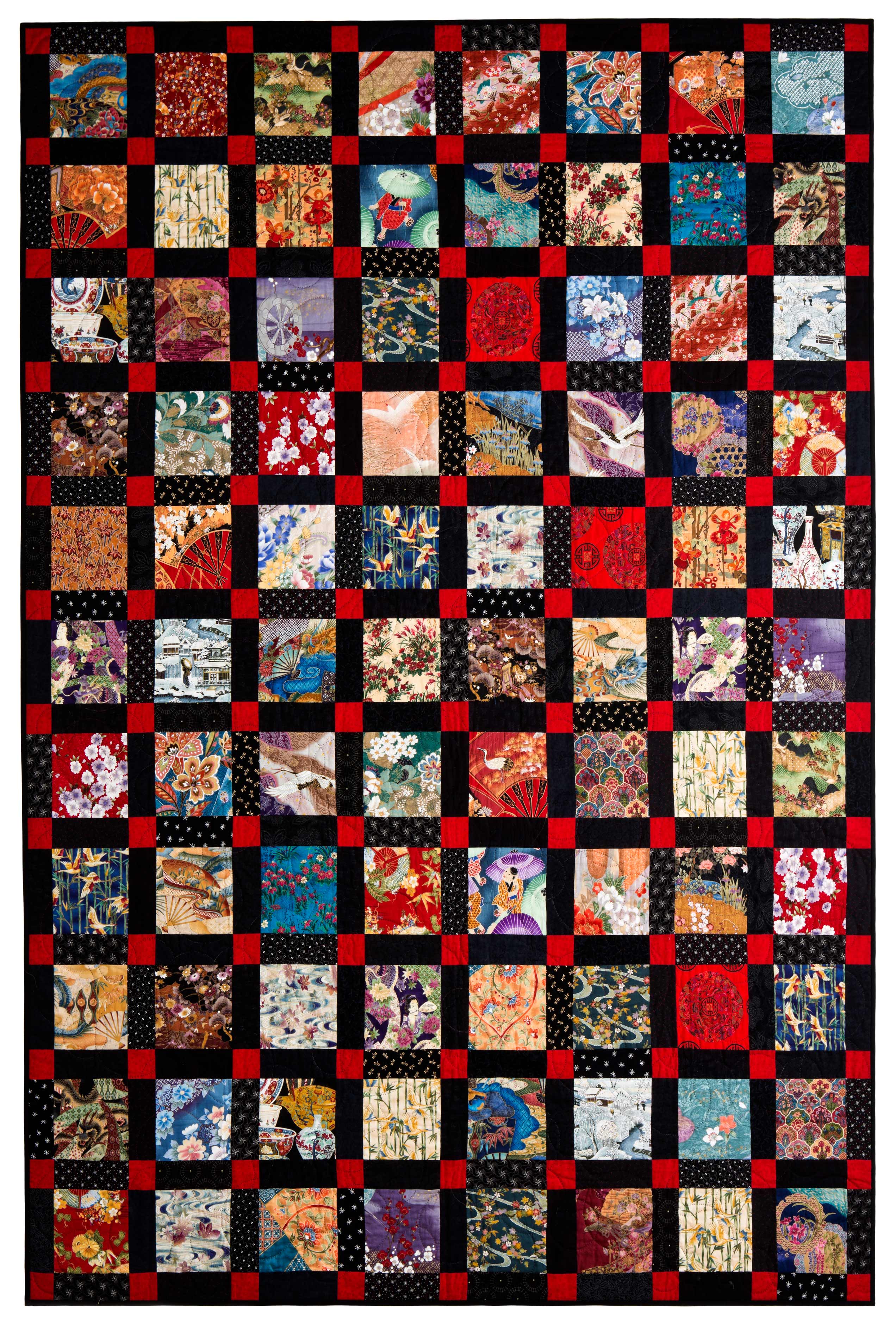 Japanese Sampler Quilt 68.75" x 94" by Judy Hopkins